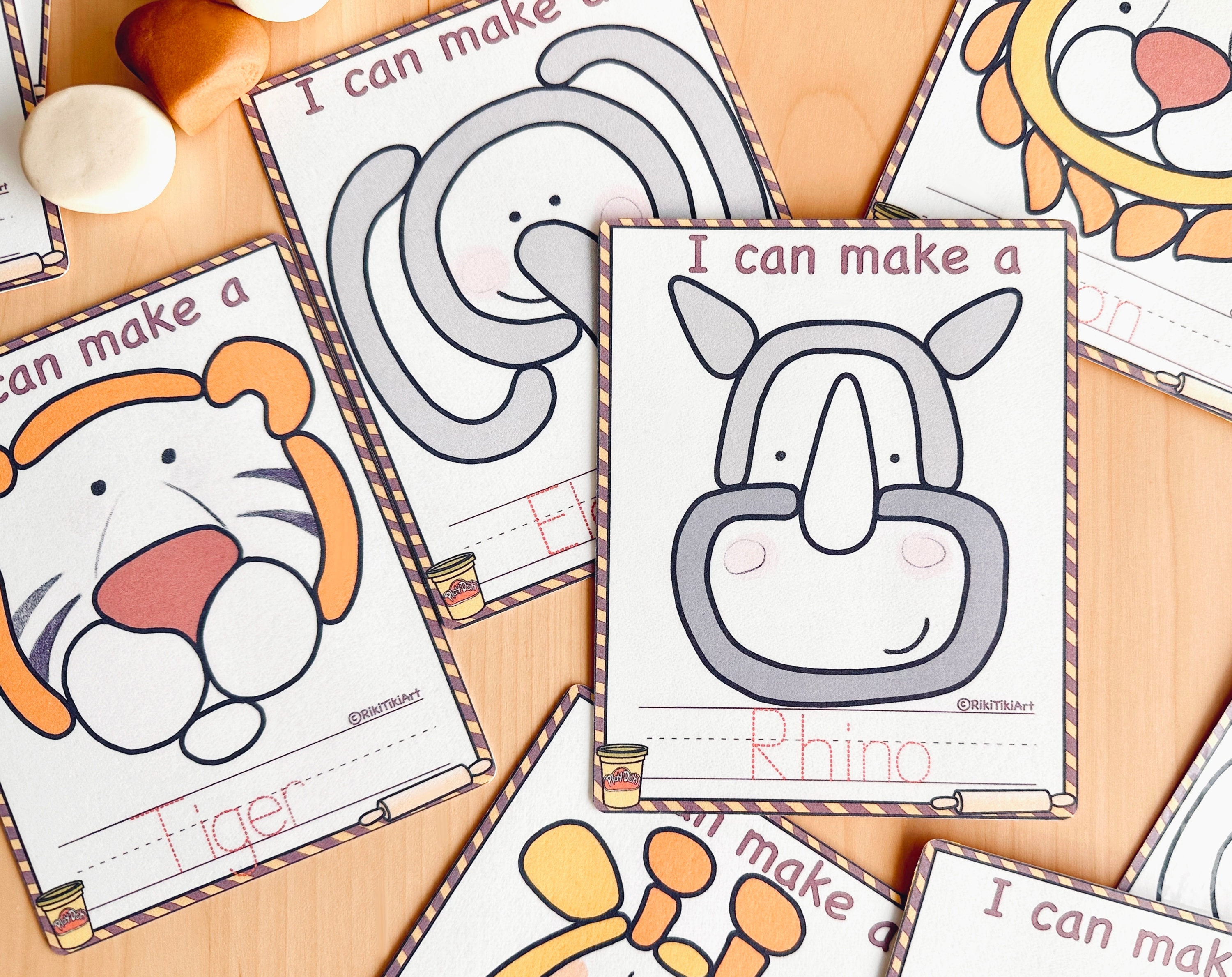 Zoo Animals Play Dough Mats Fine Motor Skills Visual Cards - Etsy Australia