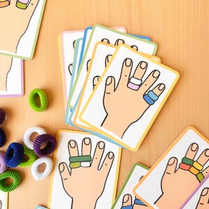 Hair Tie Finger Activity Cards: Color Matching Montessori Printable ...