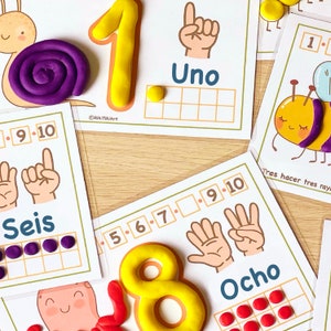 Spanish Numbers Play Dough Mats Fine Motor Skills Counting Preschool ...