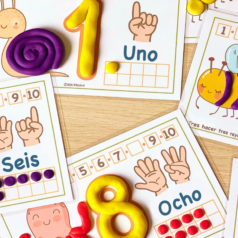 Spanish Numbers Play Dough Mats Fine Motor Skills Counting Preschool ...