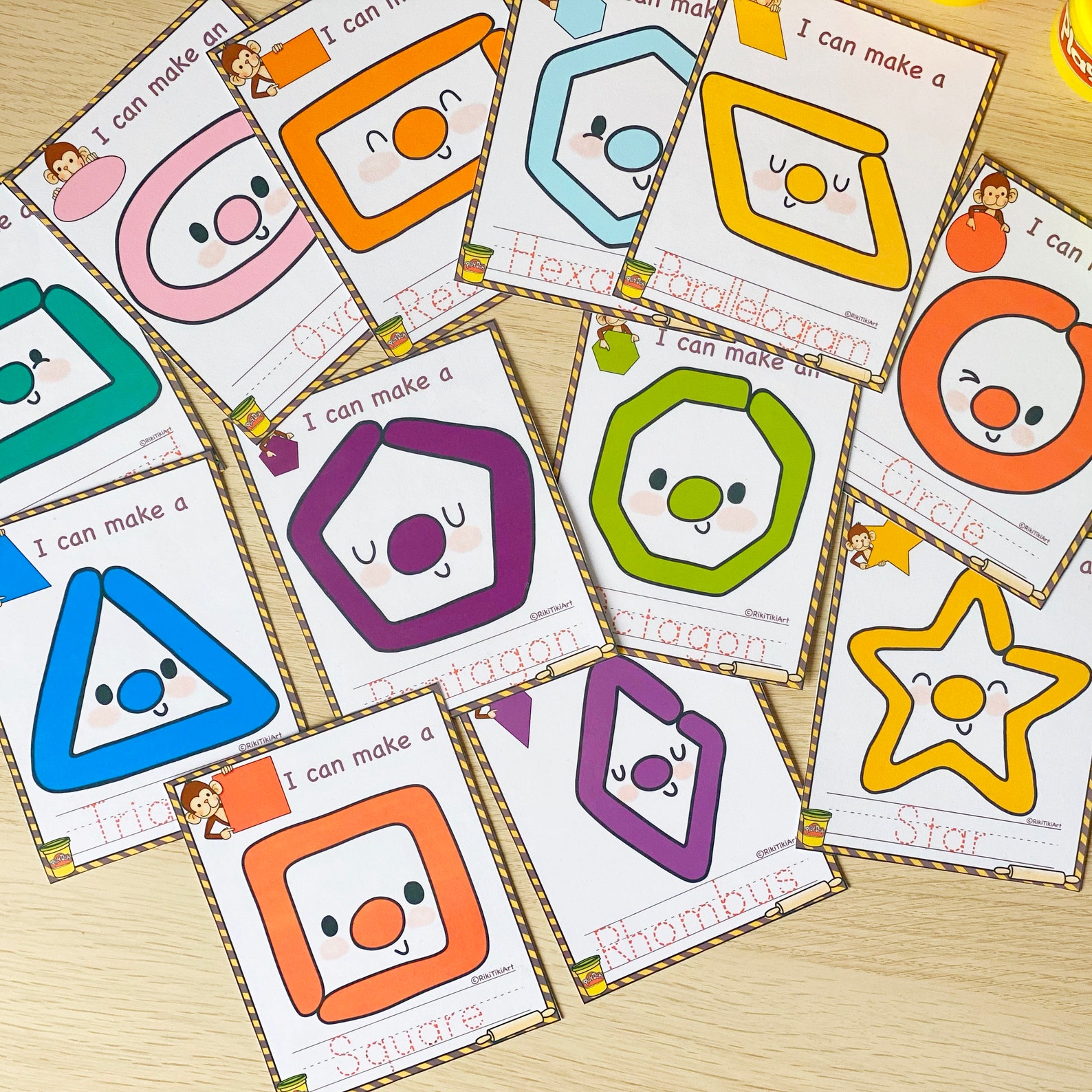 Shapes Play Dough Mats Visual Cards Montessori Toddler | Etsy UK