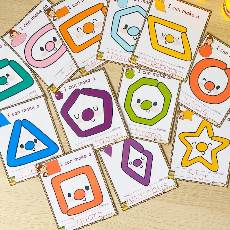 Shapes Play Dough Mats Visual Cards Montessori Toddler Activities ...