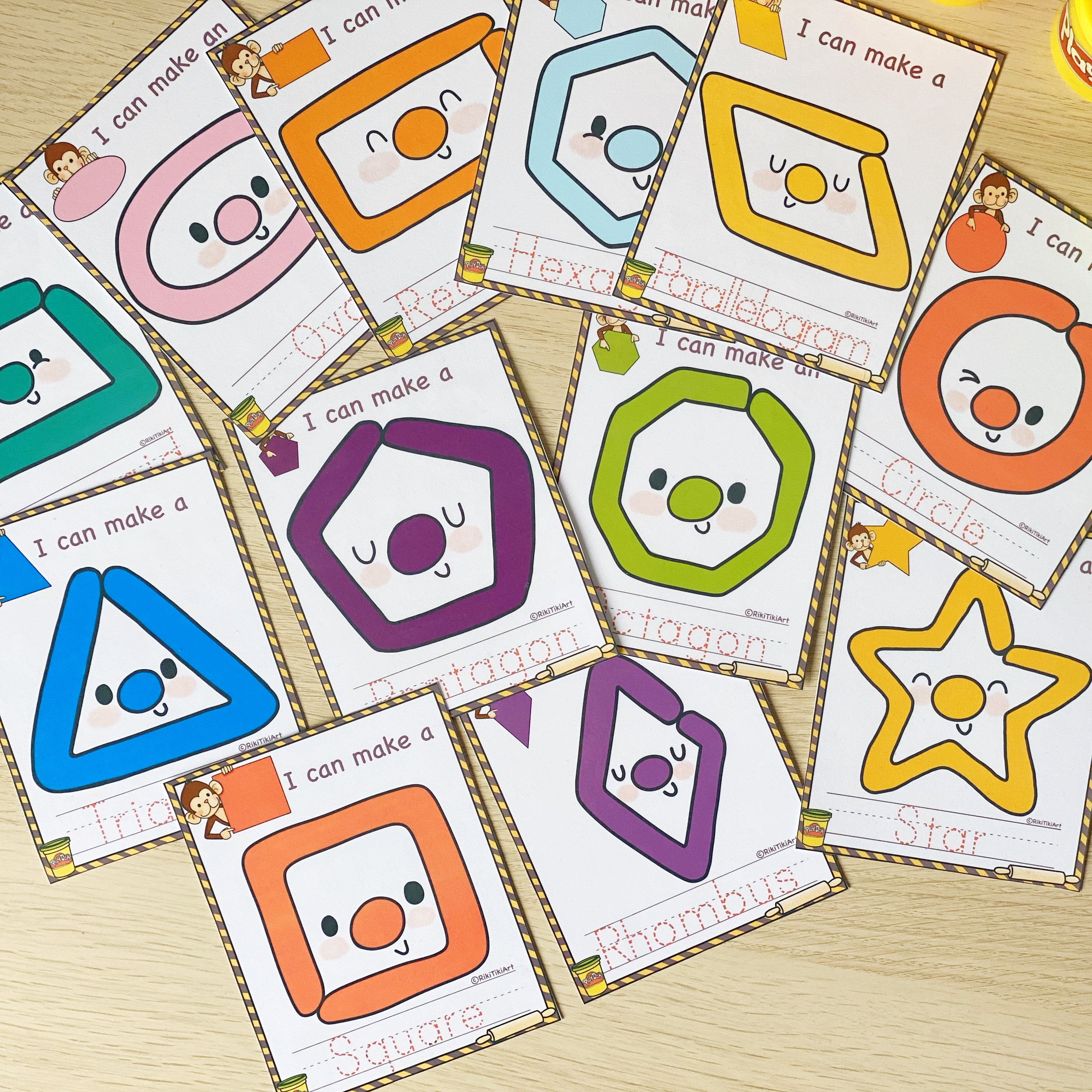 Shapes Play Dough Mats Visual Cards Montessori Toddler Activities ...