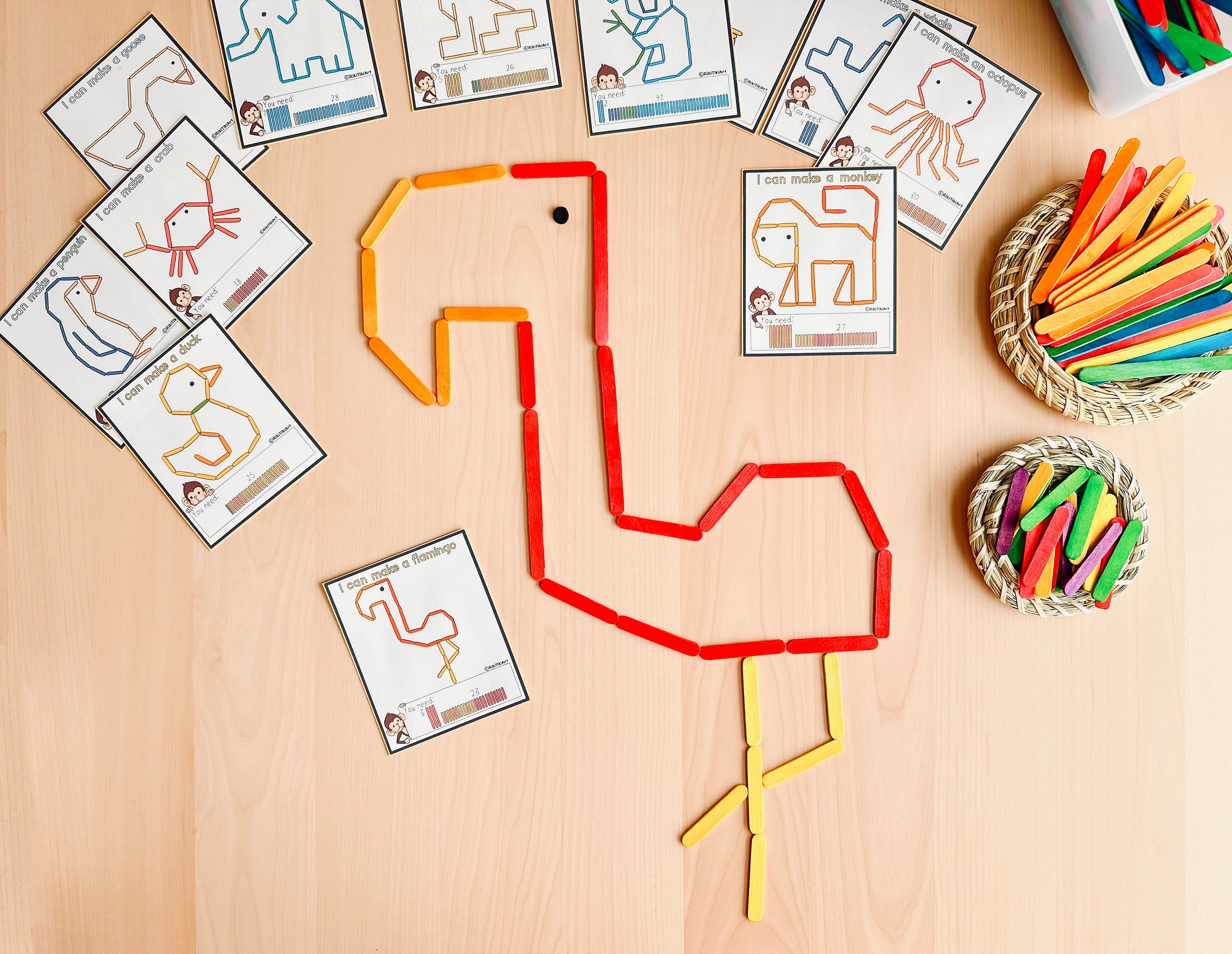 Animals Popsicle Sticks Activity for Toddlers Montessori Printable ...
