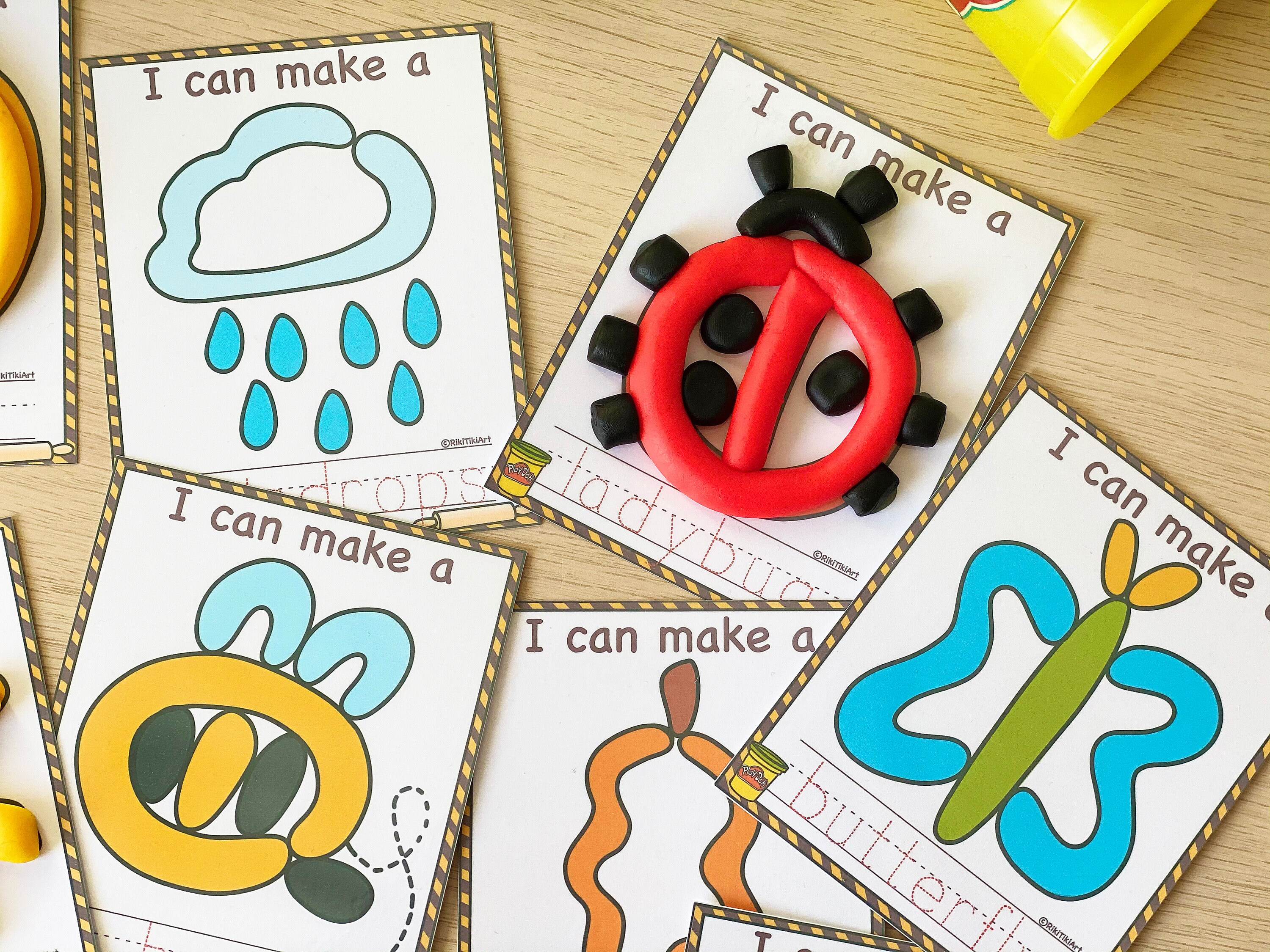 Nature Play Doh Mats Visual Cards, Fine Motor Skills Activity Printable ...