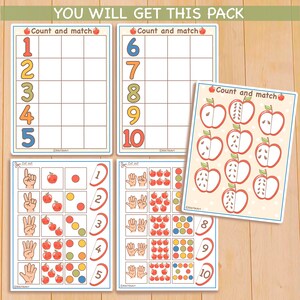 Montessori Math Count and Match Activity Printable Preschool Worksheets ...