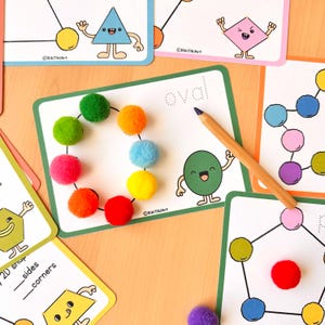 Pom Pom Shapes Activity Preschool Printables, 2D Shapes Montessori ...