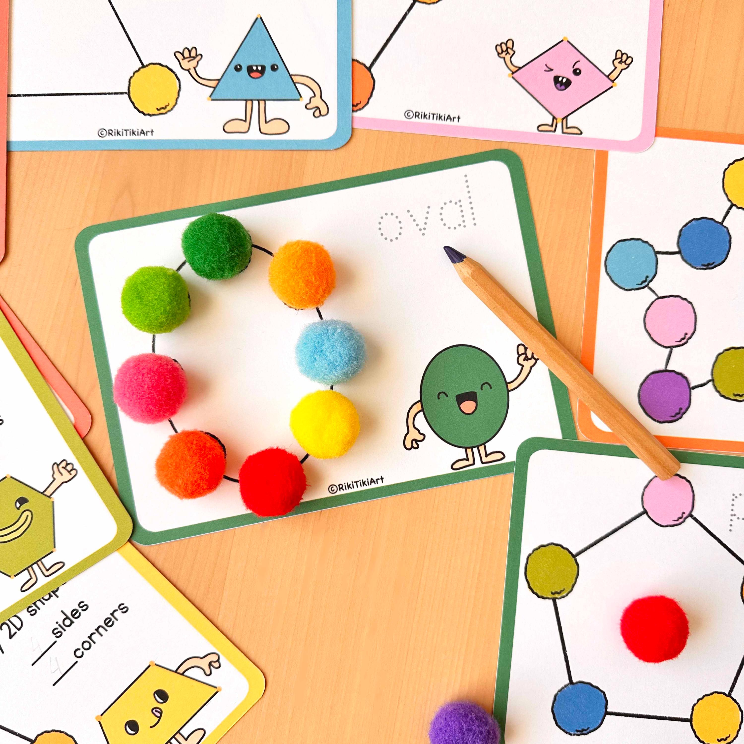Pom Pom Shapes Activity Preschool Printables, 2D Shapes Montessori ...