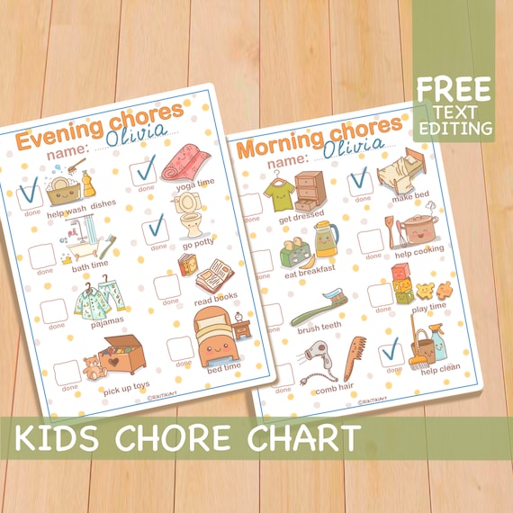 Daily Routine Printable Kids Chore Chart Printable Daily - Etsy Australia