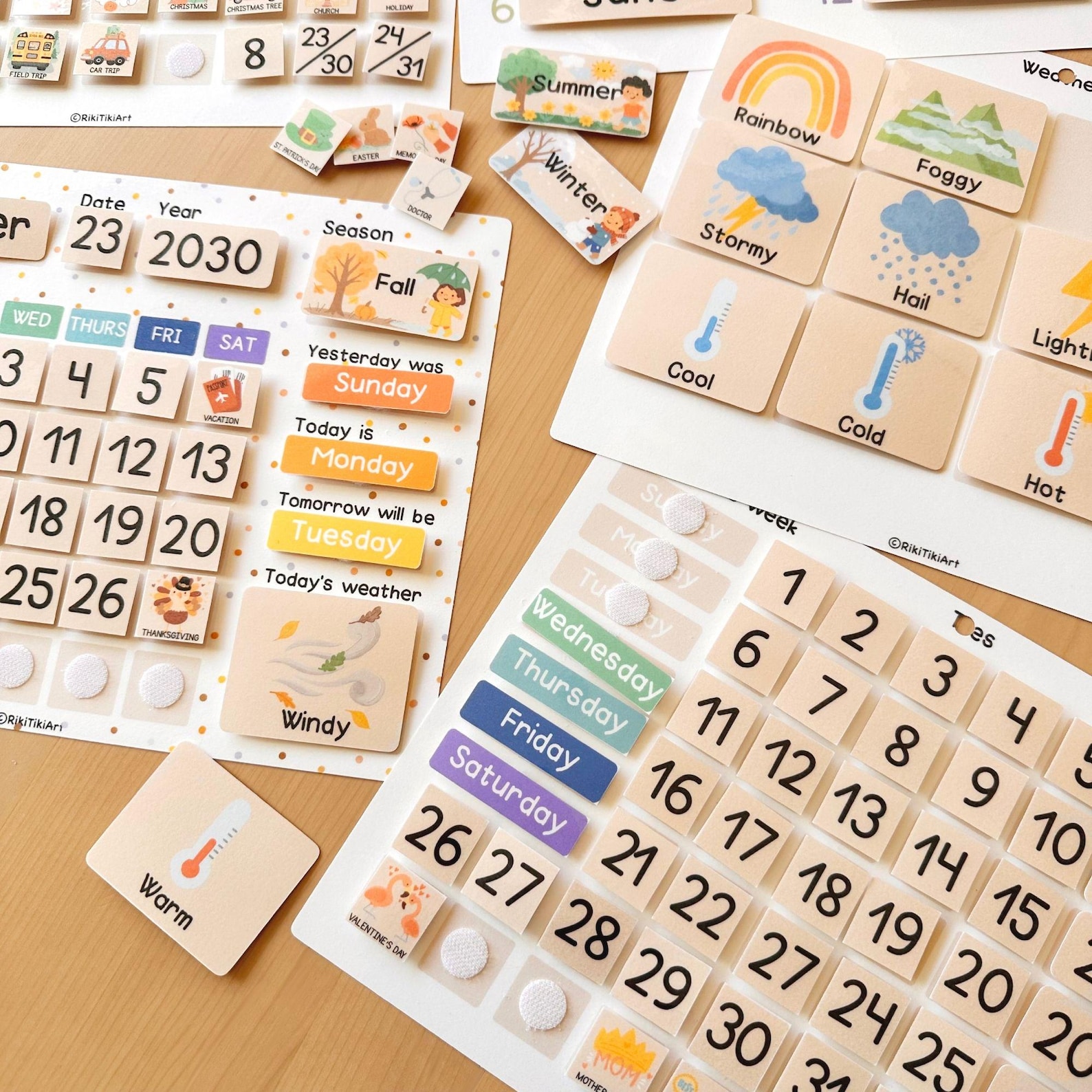 Homeschool Perpetual Wall Calendar - Editable Classroom Montessori ...