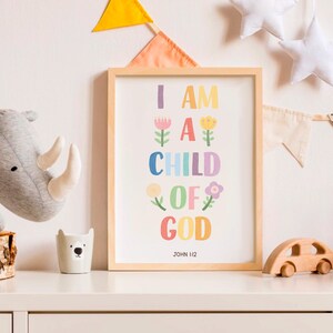 I Am A Child of God Poster Christian Nursery Decor Playroom Bible Verse ...