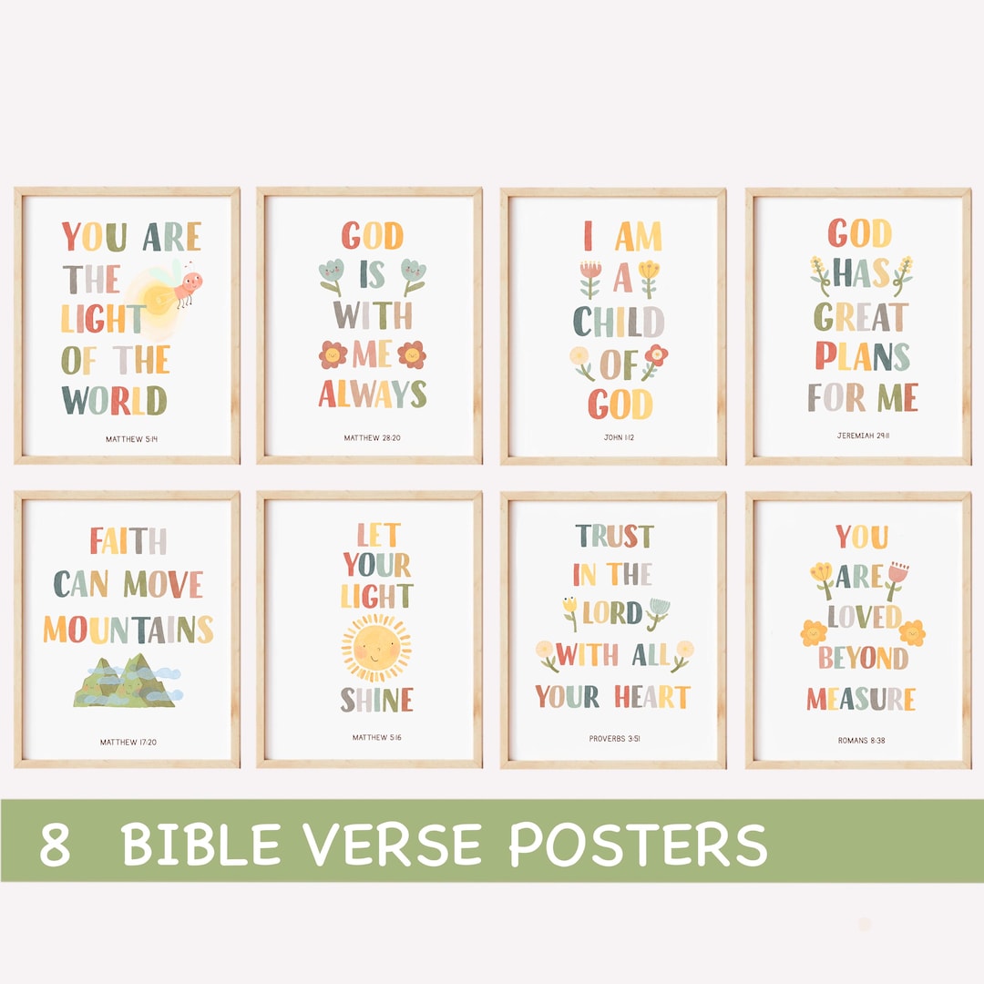 Boho Bible Verse Posters: Christian Nursery Decor (set of 8) (digital ...