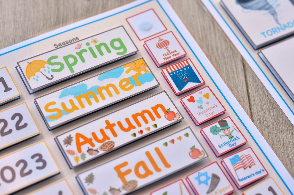 White Perpetual Calendar Kids Calendar Printable Classroom - Etsy