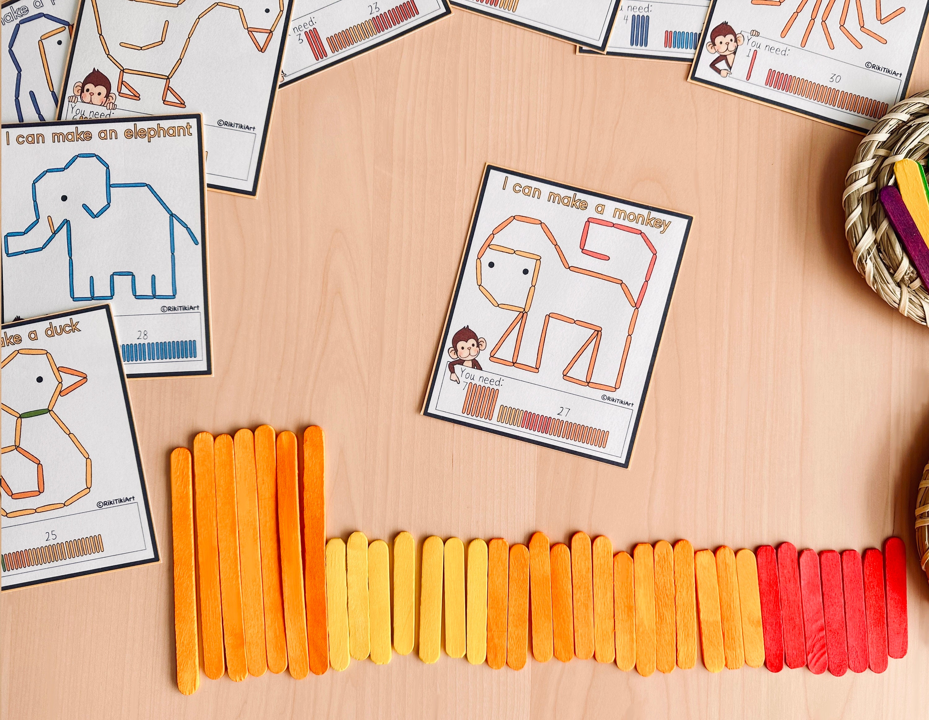 Animals Popsicle Sticks Activity for Toddlers Montessori Printable ...