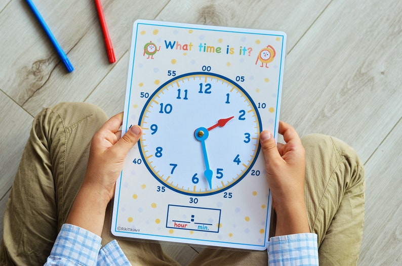 Kids Printable Clock Printable Preschool Montessori - Etsy