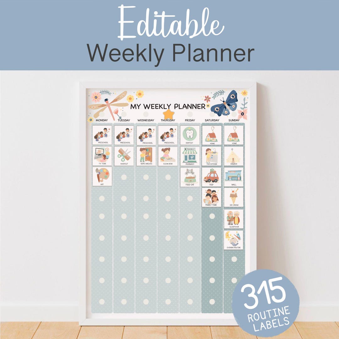 Kids Weekly Visual Planner - Etsy