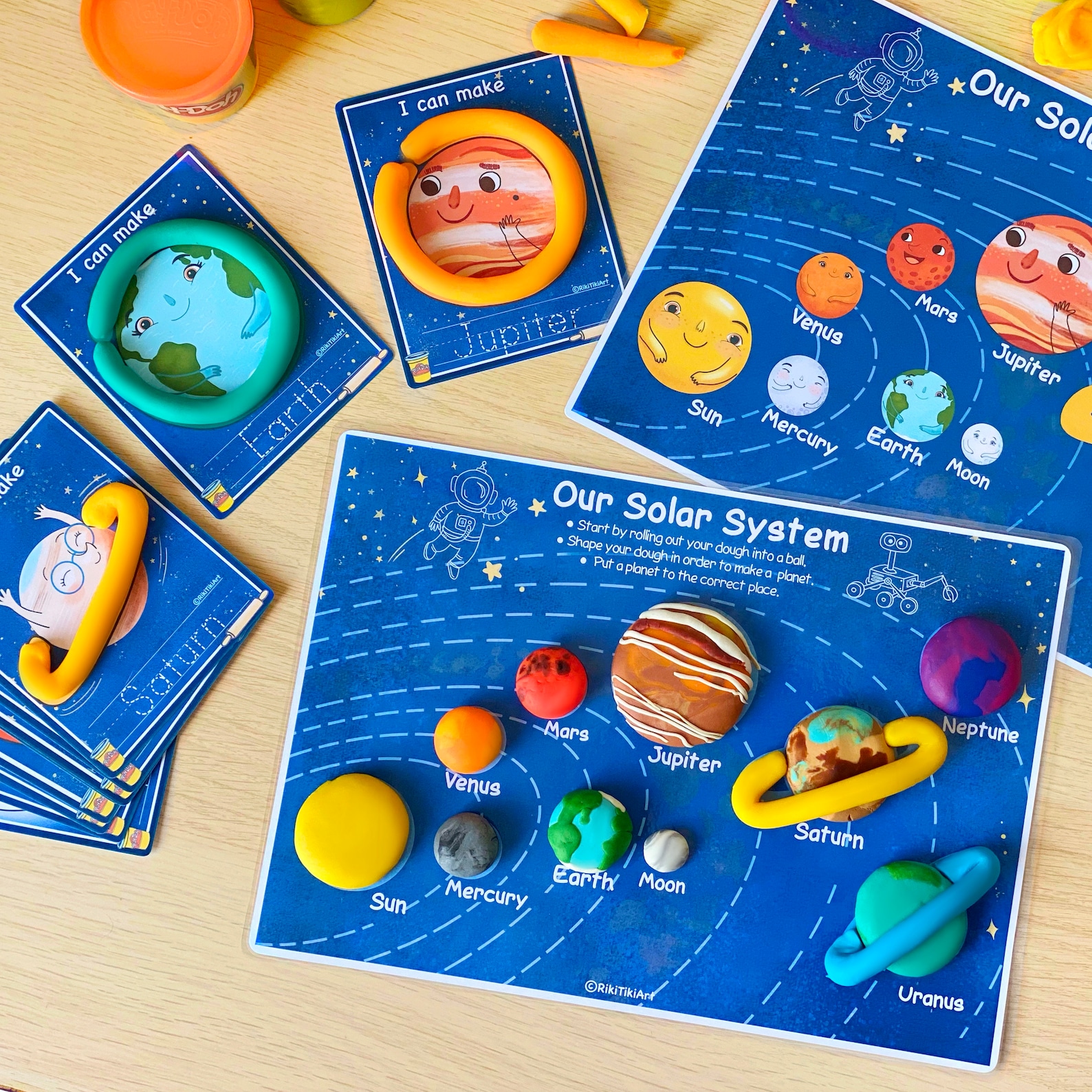 Solar System Outer Space Play Doh Mats Fine Motor Skills Visual Cards ...
