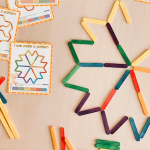Popsicle Stick Activity Pattern Cards Fine Motor Skills Montessori ...