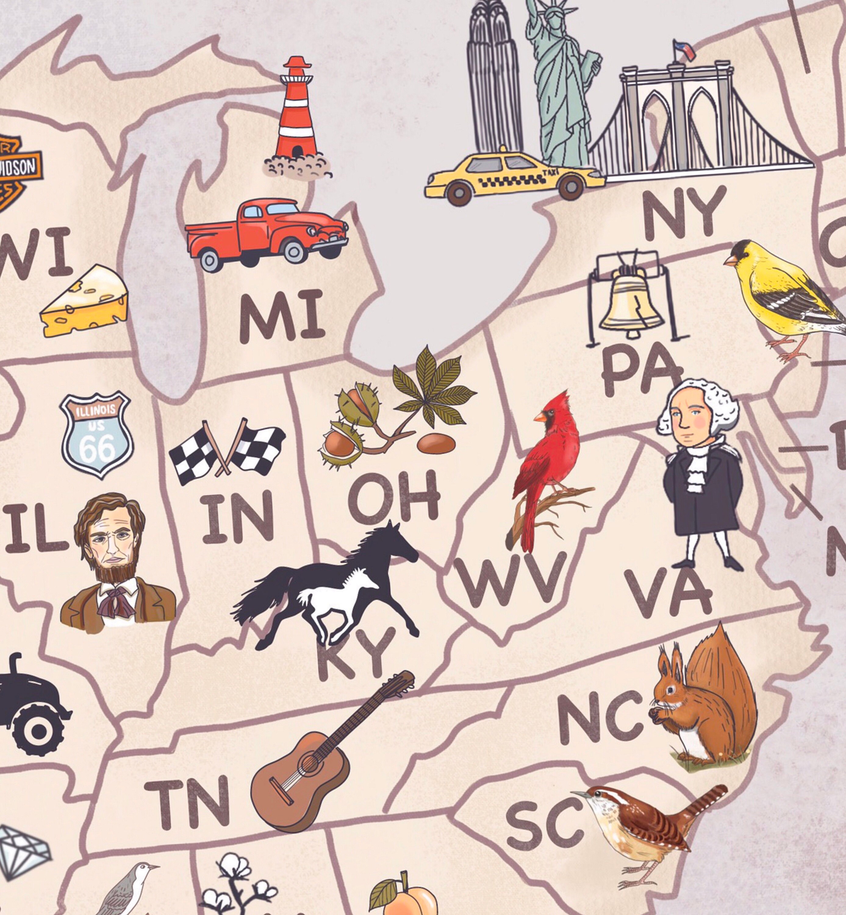 US map poster Homeschool educational poster Montessori | Etsy