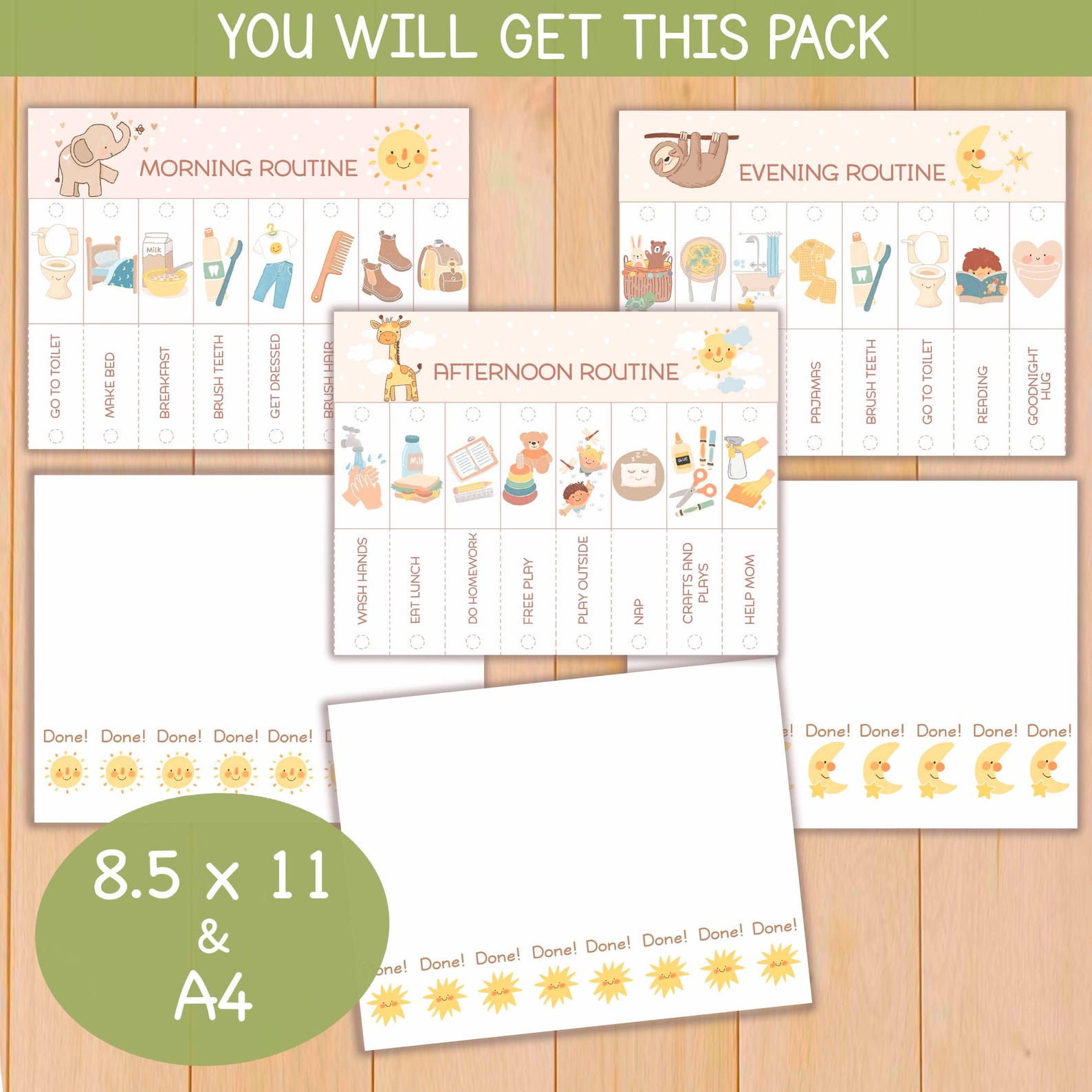 Toddler Routine Chart Flip Chore Chart Morning Afternoon Evening ...
