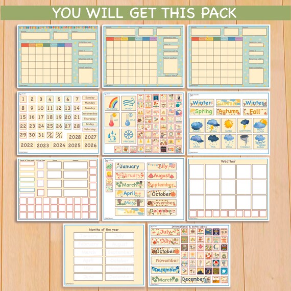 Perpetual Calendar Weather Chart Months of the Year Preschool ...