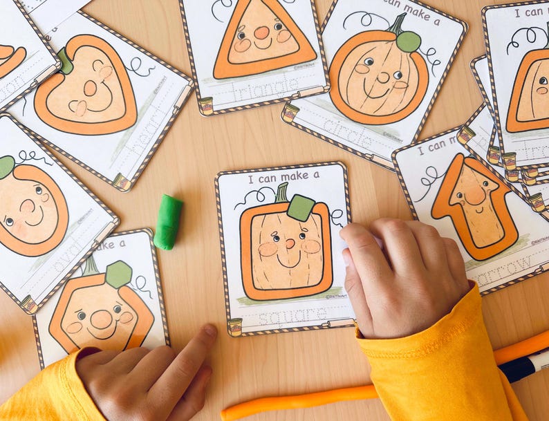 Pumpkin Shapes Play Dough Mats Toddler Halloween Activities Fall ...