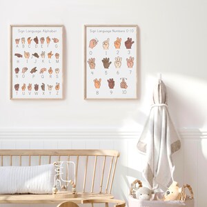 ASL Classroom Posters Set of Two Prints American Sign Language Alphabet ...