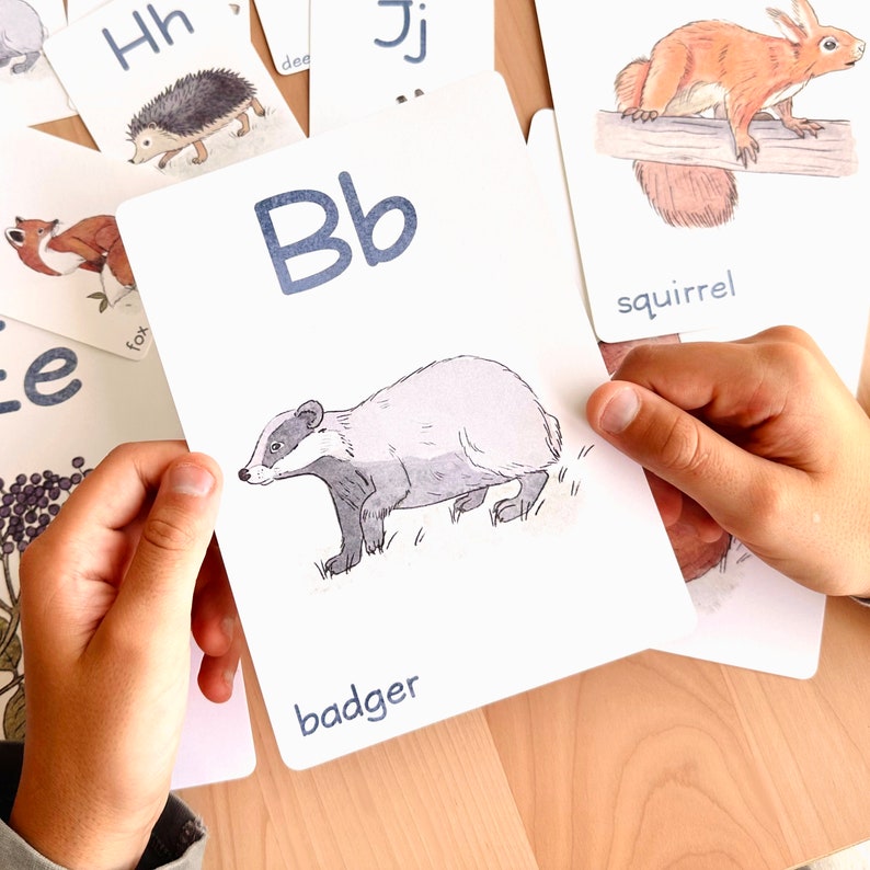 Woodland Alphabet Flashcards: Watercolor Forest ABC Cards (digital ...