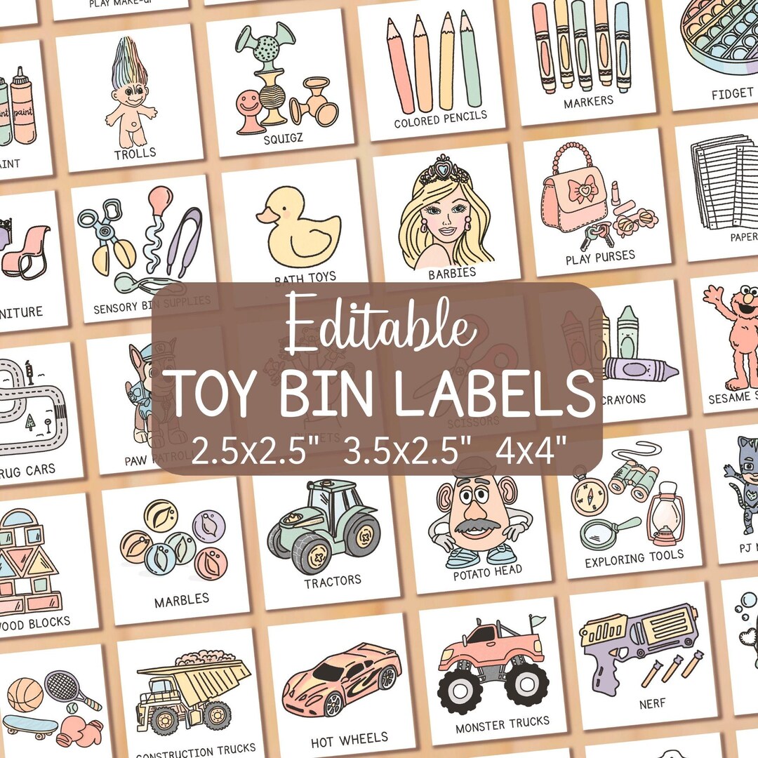 Storage Box Labels Editable Toy Bin Labels Ikea Trofast Labels, Toy Box ...