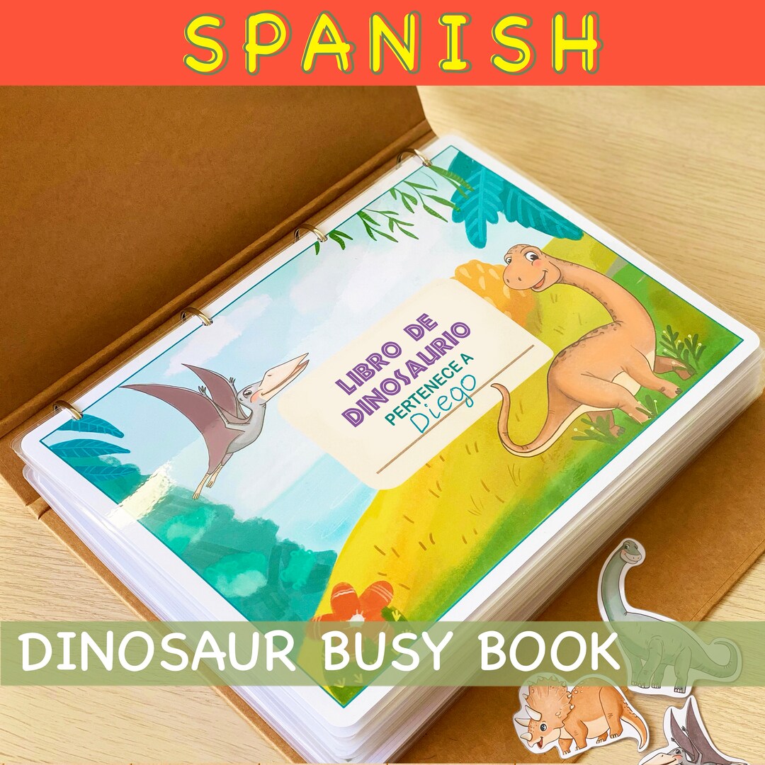 Spanish Dinosaur Busy Book Preschool Toddler Learning Binder Montessori ...