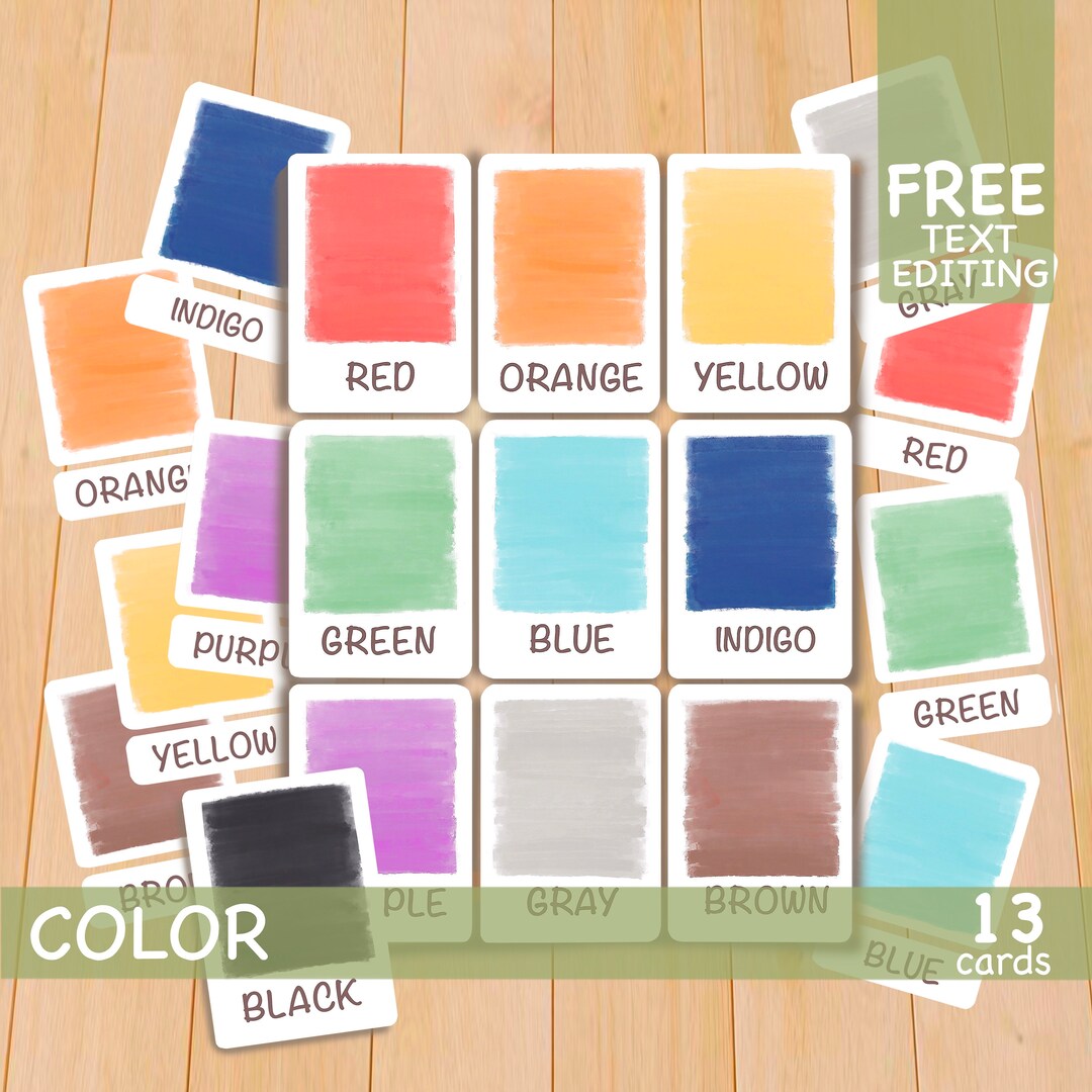 Color Flashcards, Homeschool Montessori Materials, Toddler Flash Cards ...