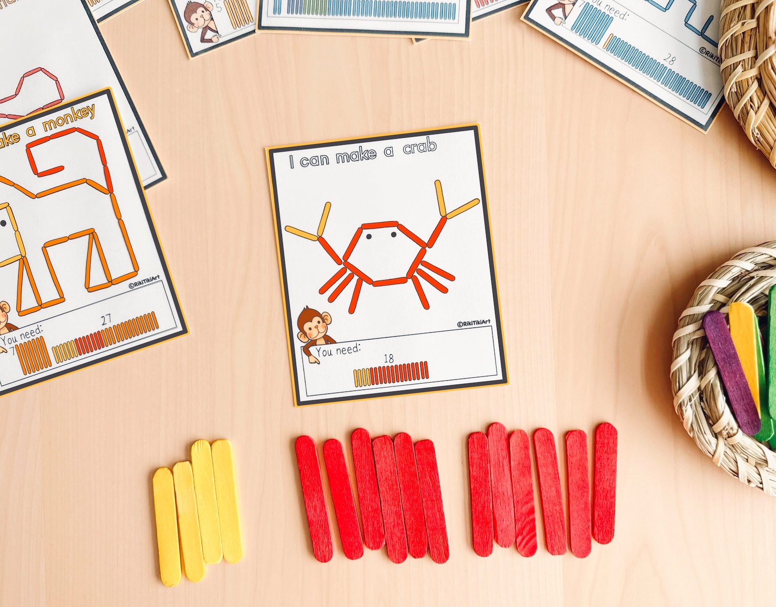 Animals Popsicle Sticks Activity for Toddlers Montessori Printable ...