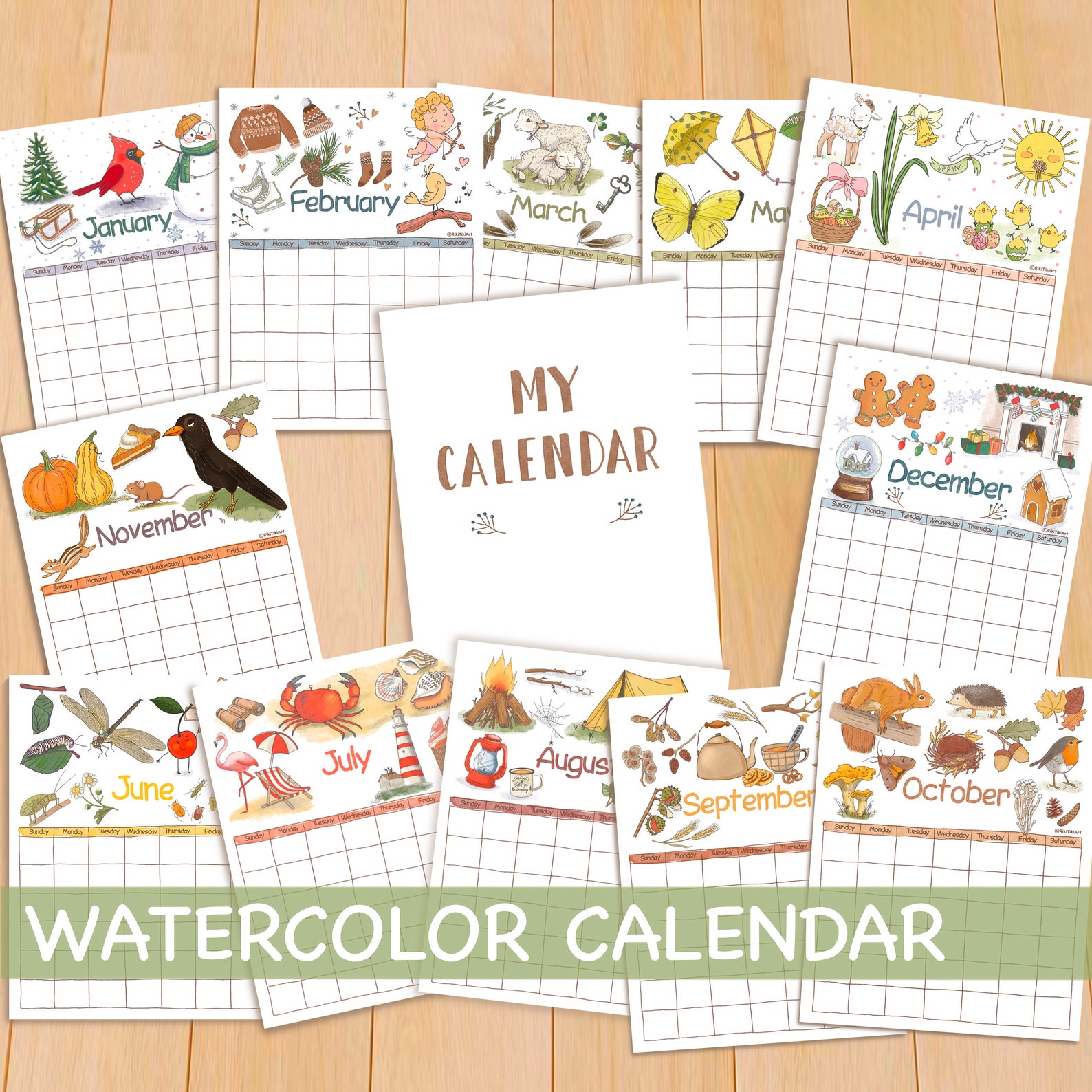 Monthly Printable Perpetual Calendar Planner Letter Size and A4 ...