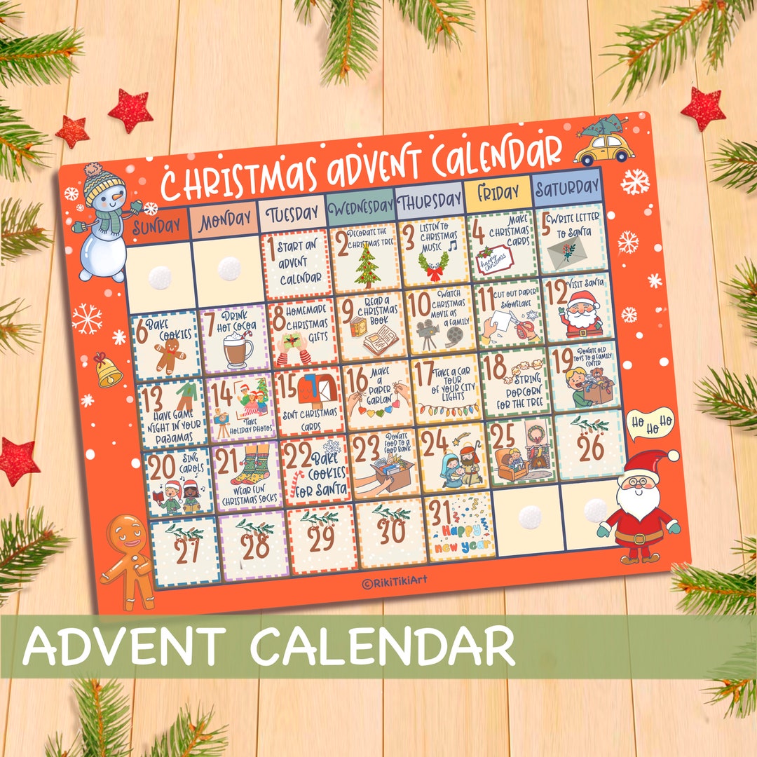 Printable Advent Calendar Numbers DIY Christmas Countdown, Family ...