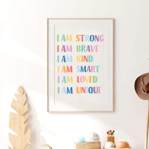 Growth Mindset Poster: Positive Affirmations, Rainbow Nursery Decor ...