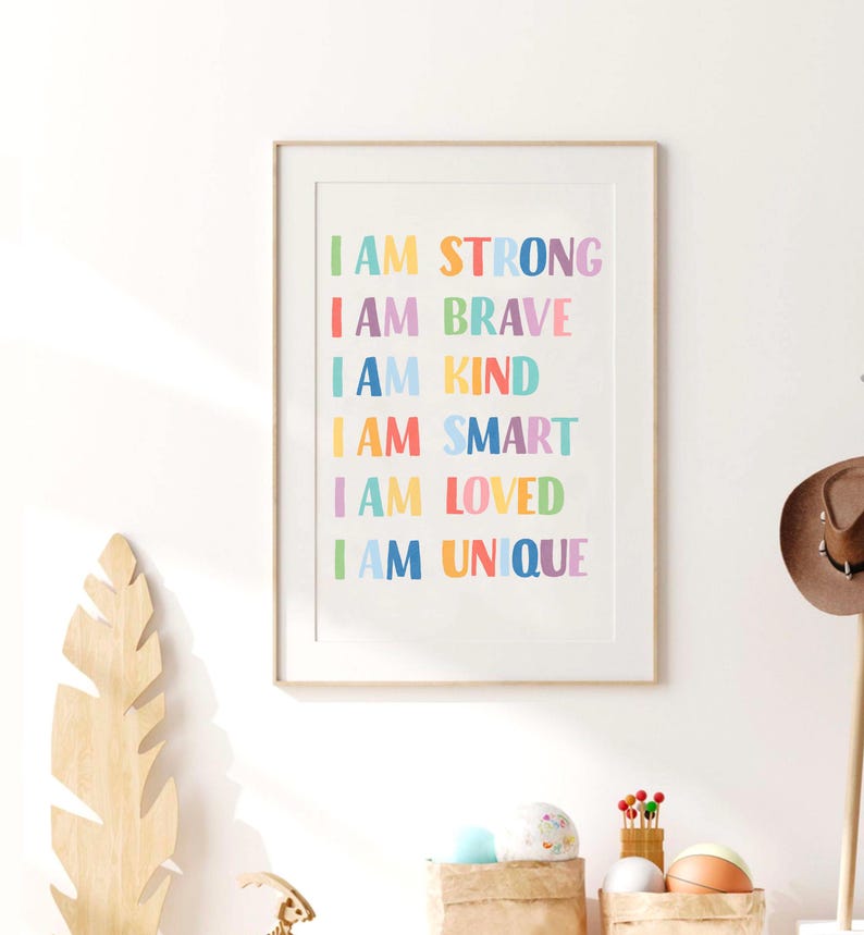 Growth Mindset Poster: Positive Affirmations, Rainbow Nursery Decor ...