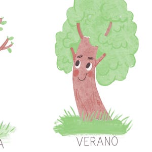 Spanish Seasons Poster Four Seasons Wall Art Montessori Tree Art ...