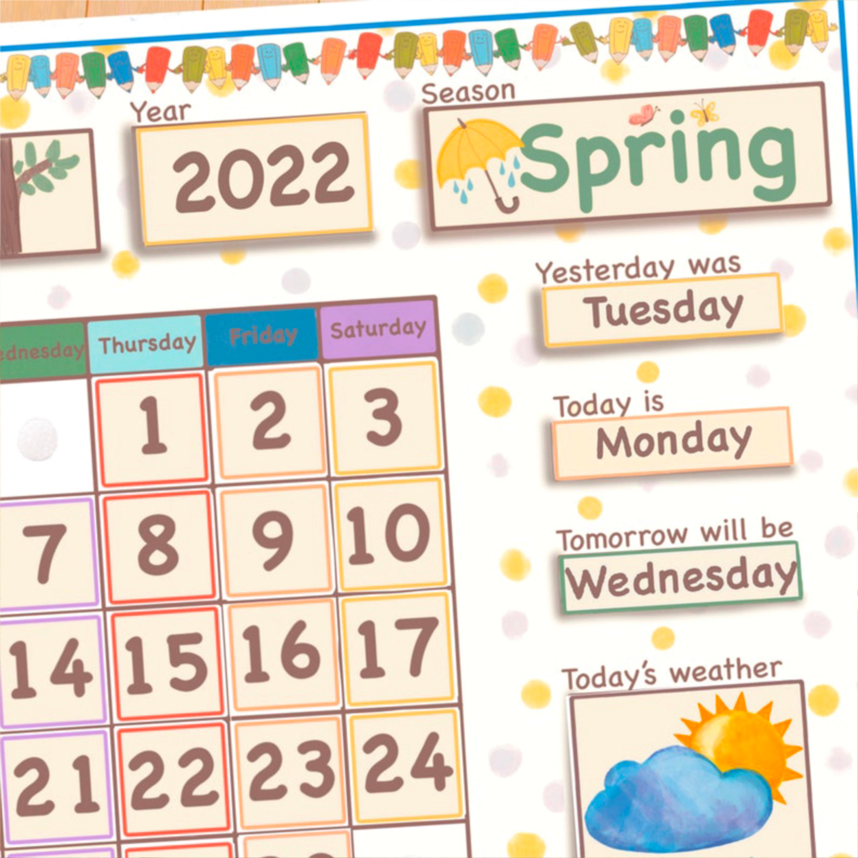16x20 Perpetual Calendar Printable Classroom Calendar - Etsy Canada