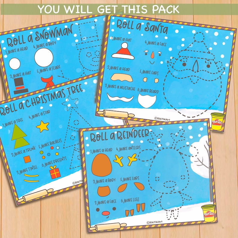 Christmas Play Dough Activity Mats Gift Preschool Christmas Activities ...
