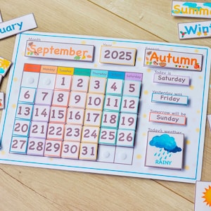 White Perpetual Calendar, Kids Calendar Printable Classroom Calendar ...