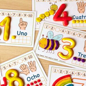 Spanish Numbers Play Dough Mats Fine Motor Skills Counting Preschool ...