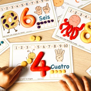 Spanish Numbers Play Dough Mats Fine Motor Skills Counting Preschool ...