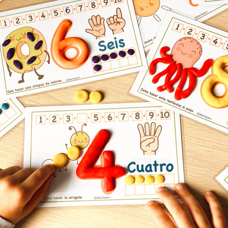Tapetes de plastilina con números en español, habilidades motoras finas ...