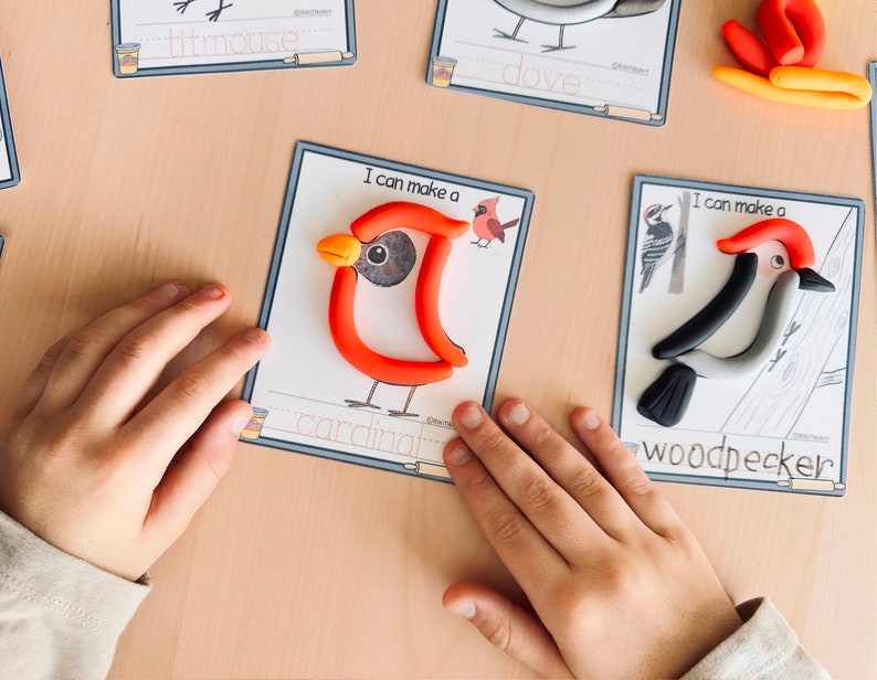Backyard Birds Play Dough Mats Fine Motor Skills Visual Cards ...