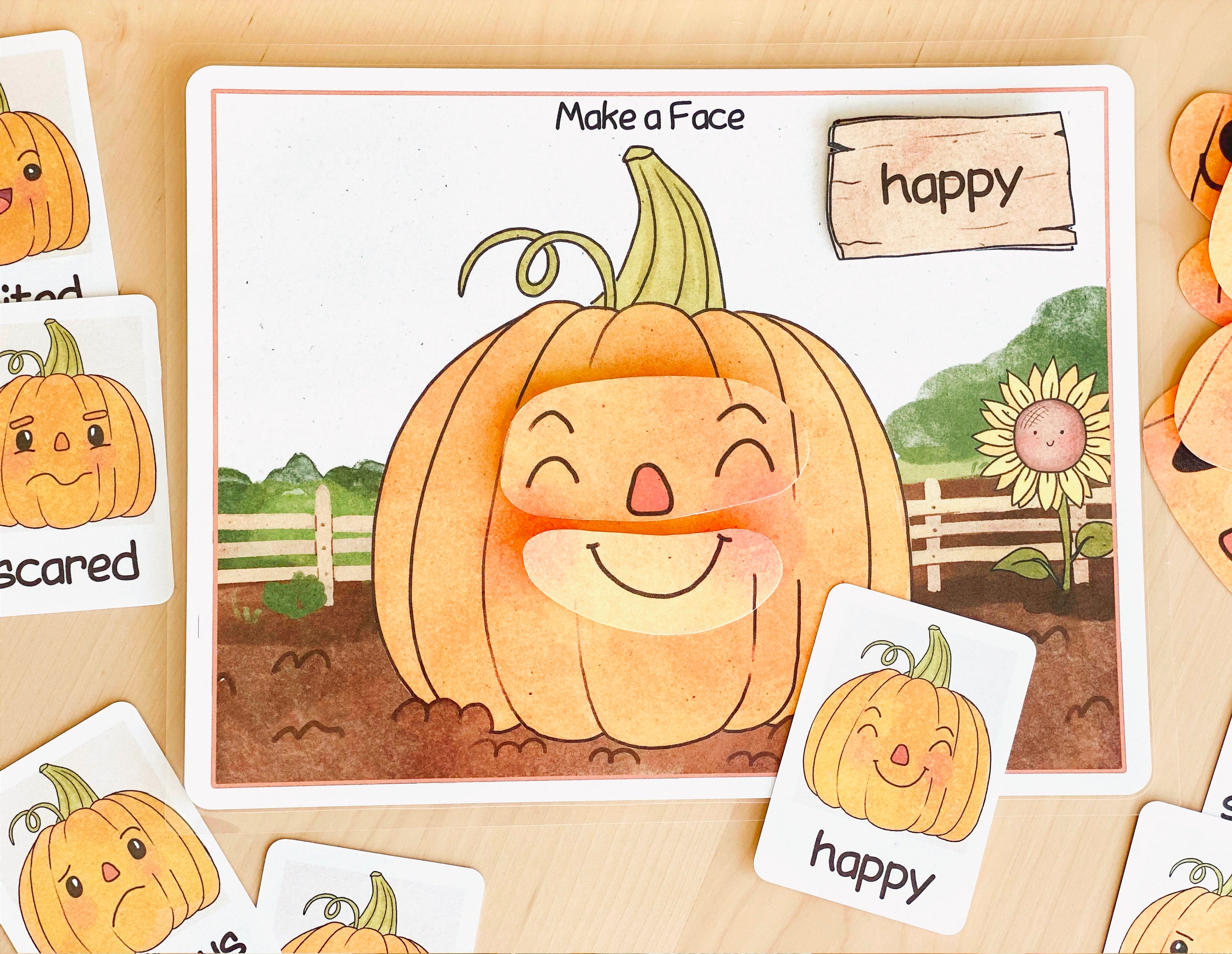 Pumpkin Emotions Activity Behavior Chart for Kids Printable Montessori ...