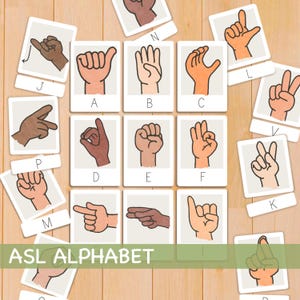 ASL Alphabet Flashcards Printable American Sign Language ABC Cards ASL ...