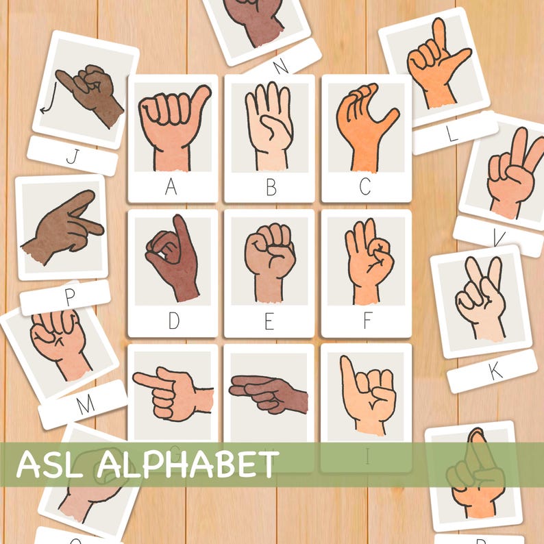 ASL Alphabet Flashcards Printable American Sign Language ABC Cards ASL ...