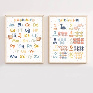 Learning Numbers Poster, Ocean Themed Nursery Prints, Homeschool ...