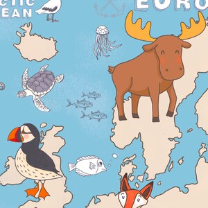Europe Map for Kids Playroom Educational Posters Montessori ...