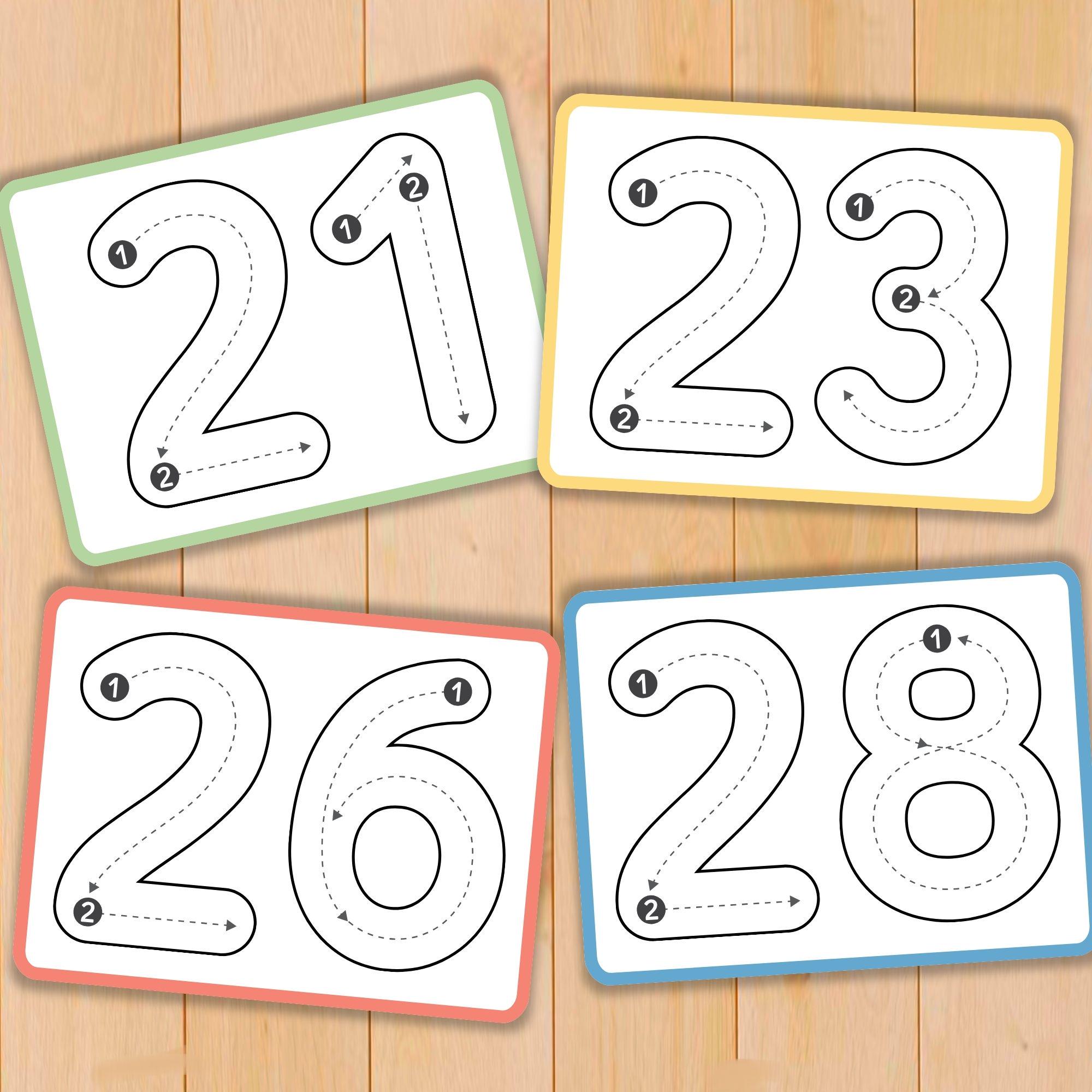 Number Tracing Cards 1-100 Printable Handwriting Practice Preschool ...